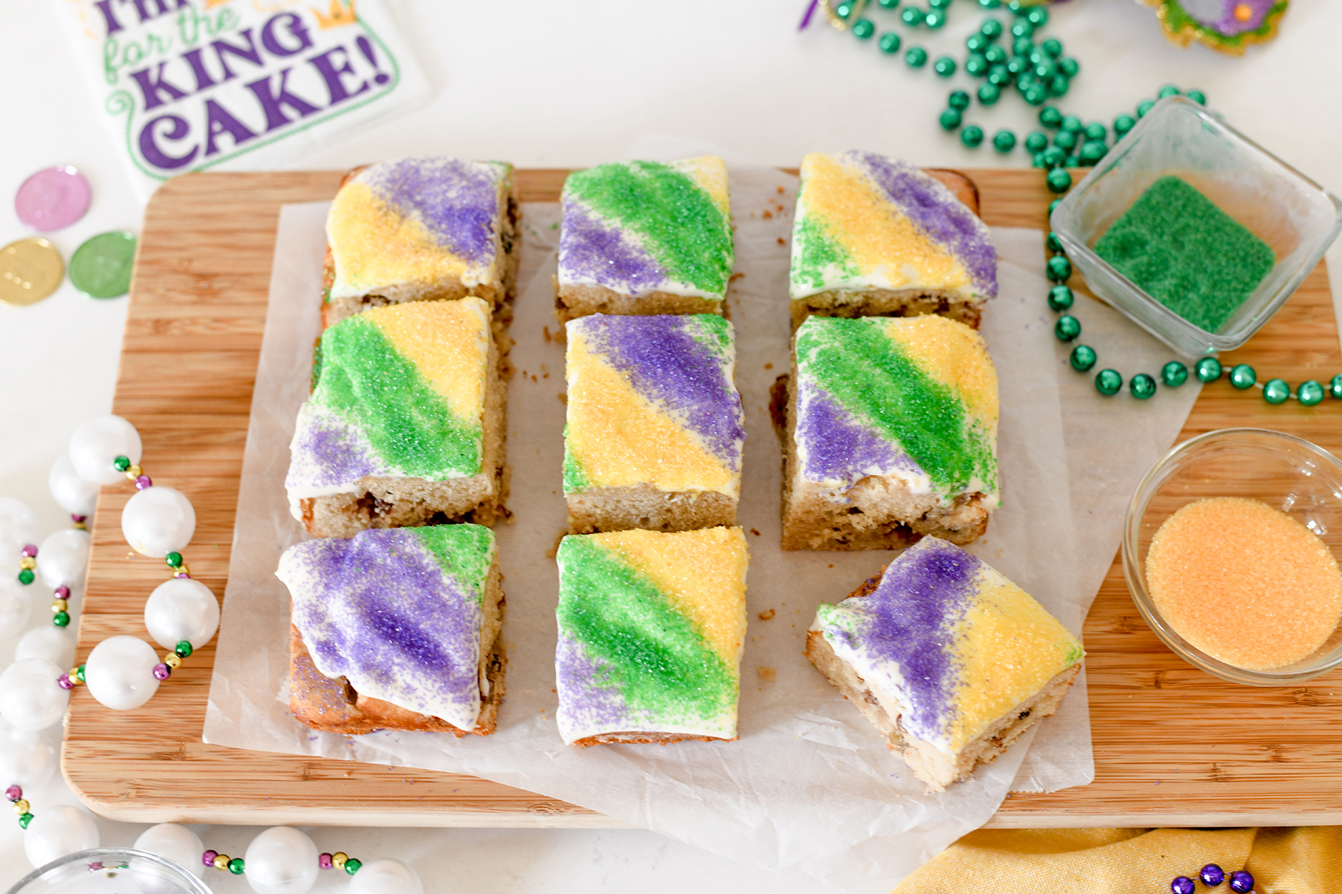 This King Cake Snacking Cake is fit for parties and the parade route ...