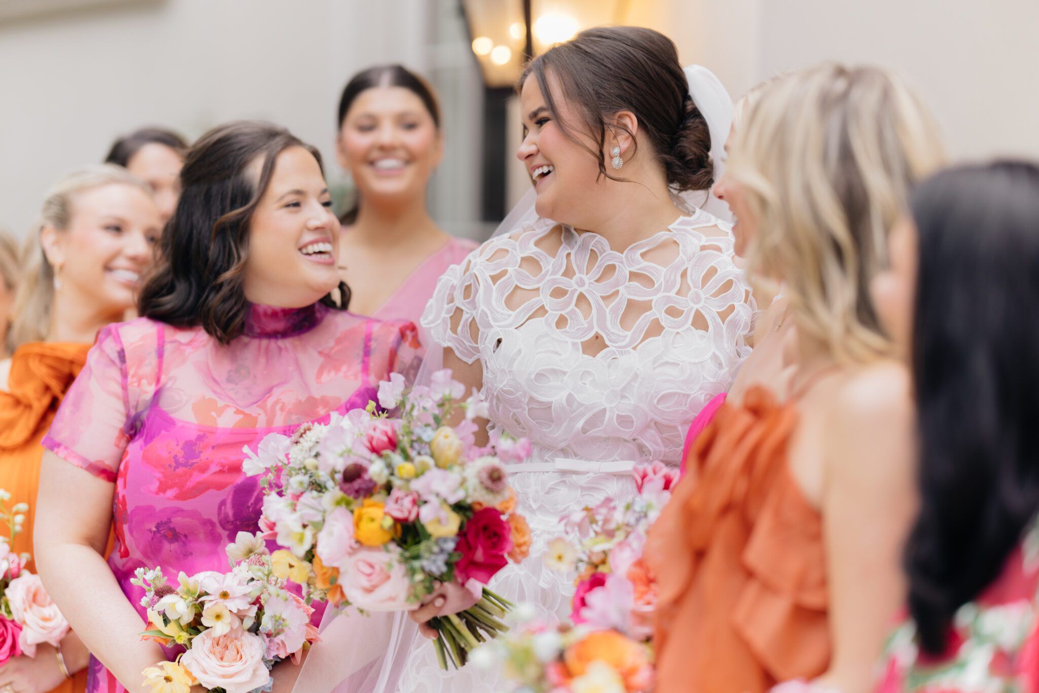 A vibrant wedding reception takes shape in the backyard of bride Emma ...