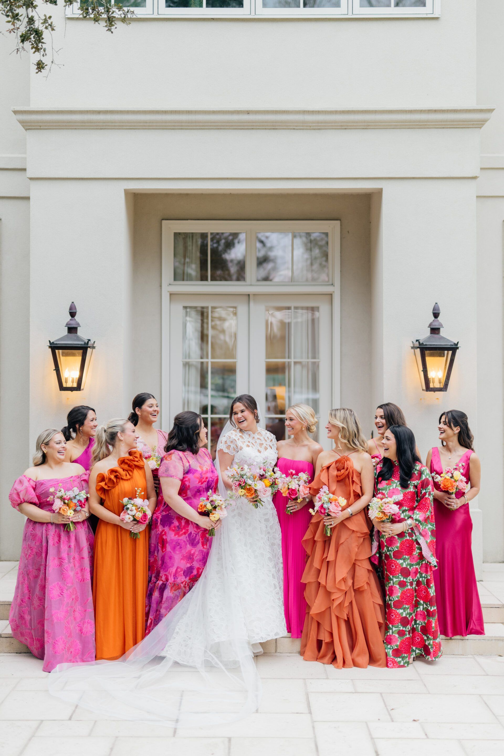 A vibrant wedding reception takes shape in the backyard of bride Emma ...
