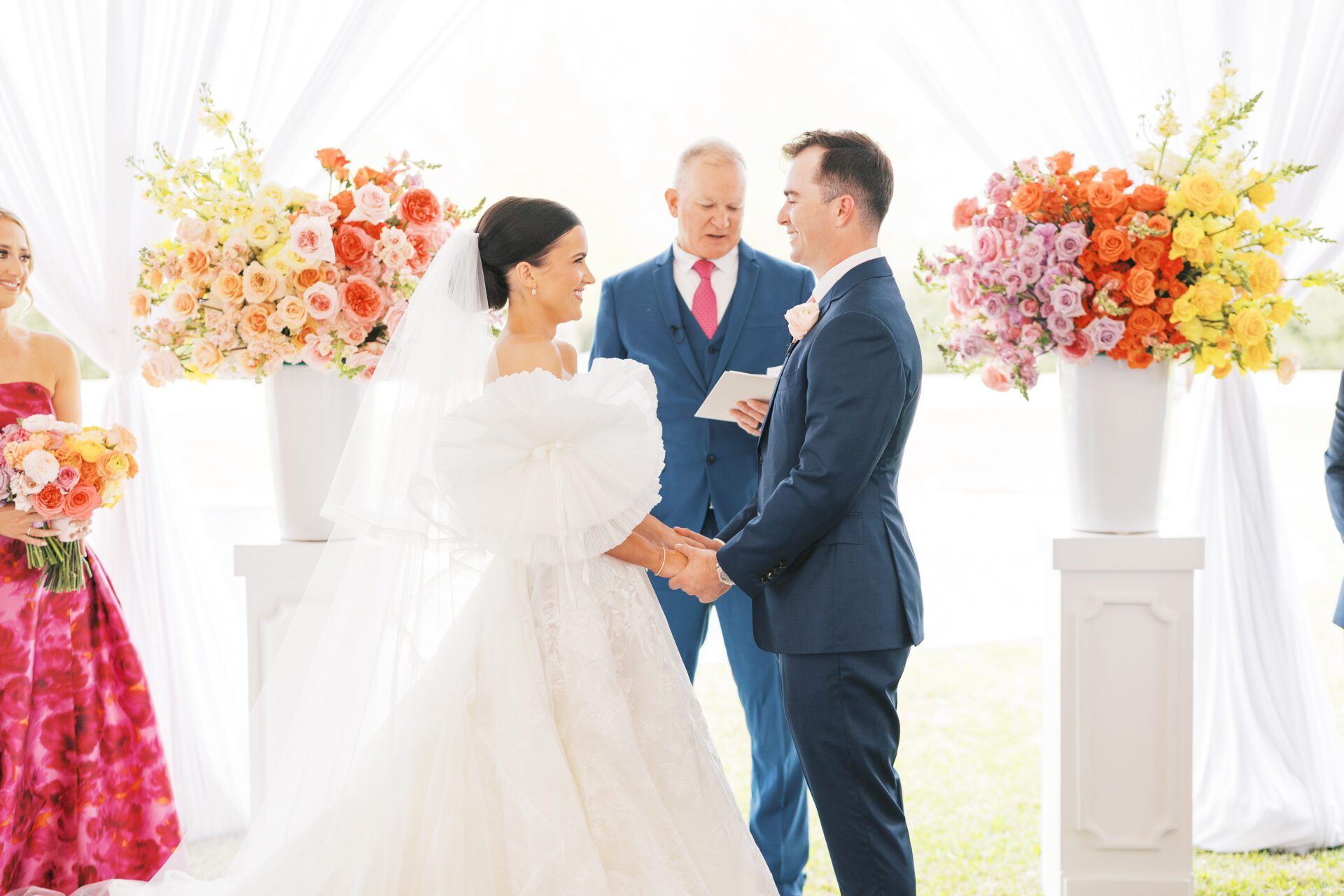 With showers on the radar, colorful nuptials brightened up this sunless ...